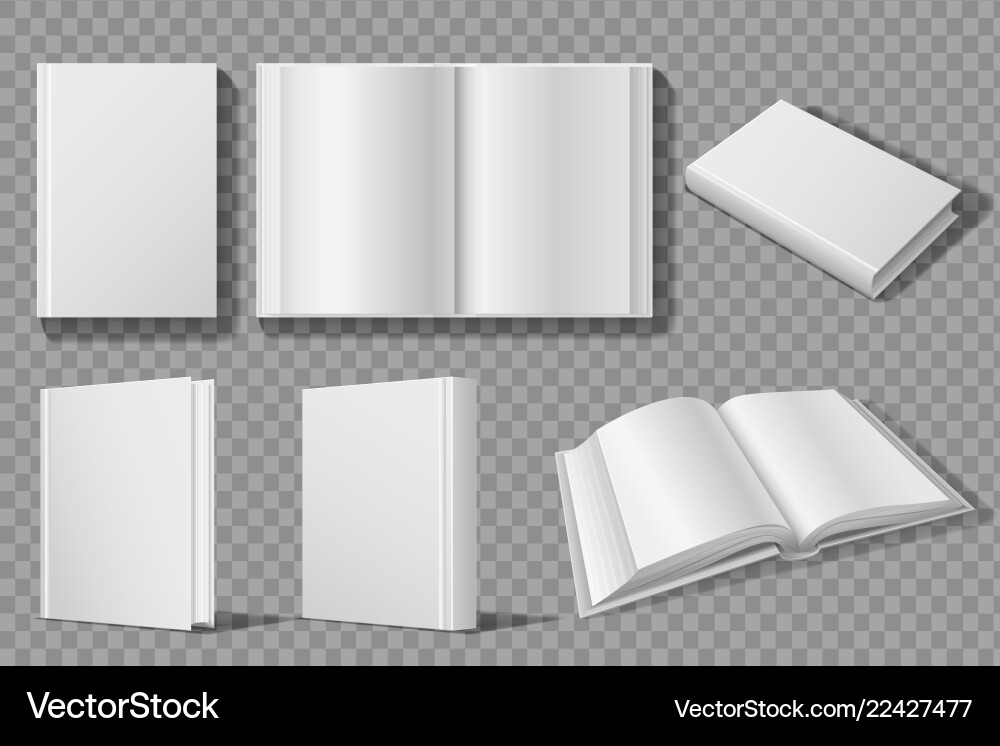 Book mockup blank white closed and open books Vector Image