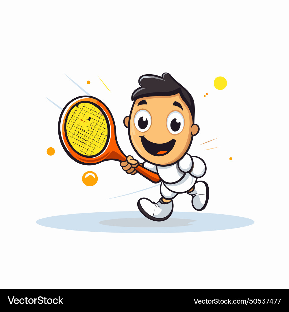 Cartoon tennis player with racket Royalty Free Vector Image
