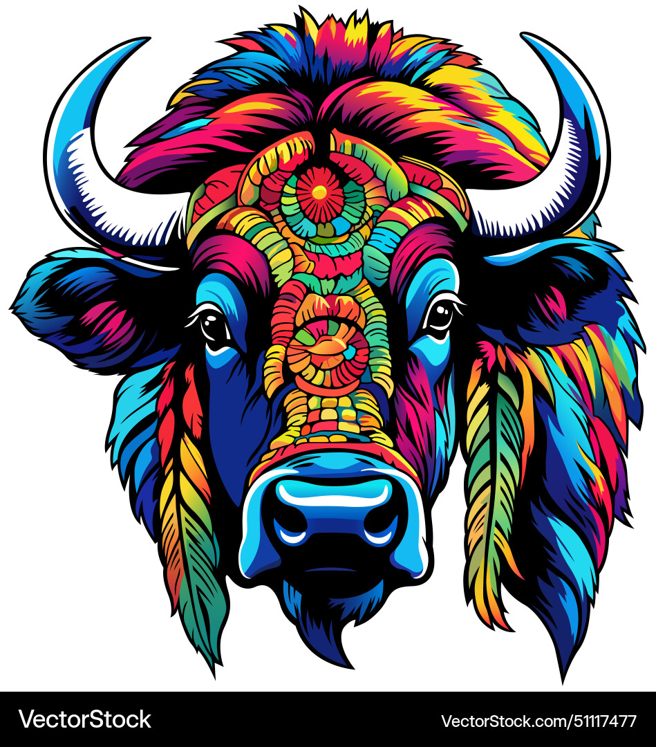 Colorful portrait of a bison head Royalty Free Vector Image