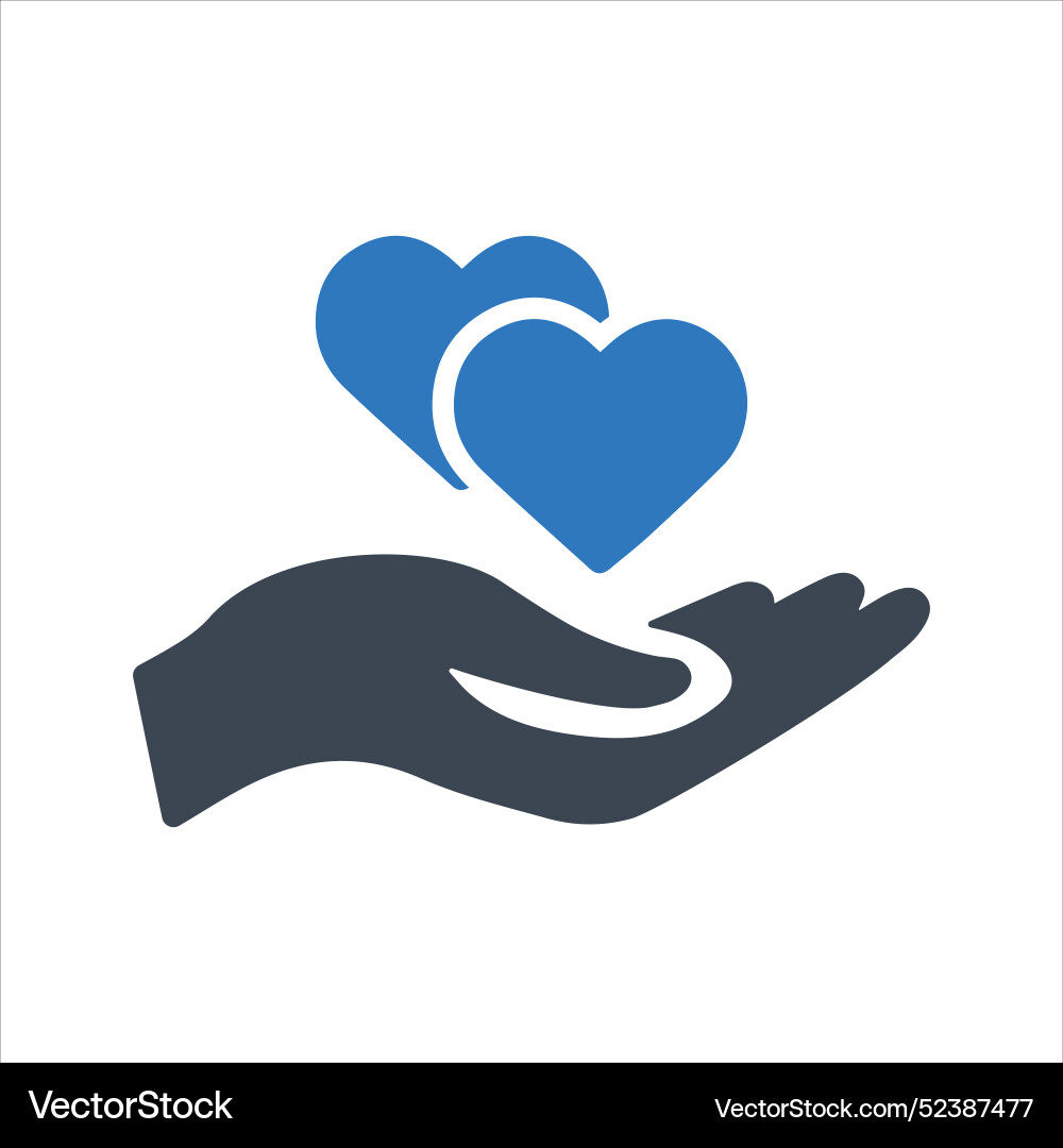 Heart in hand icon donate Royalty Free Vector Image
