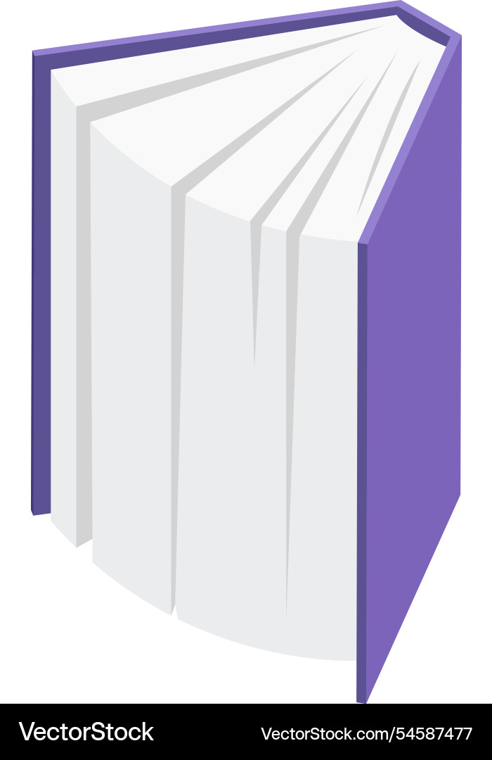 Open hardcover book featuring white pages Vector Image