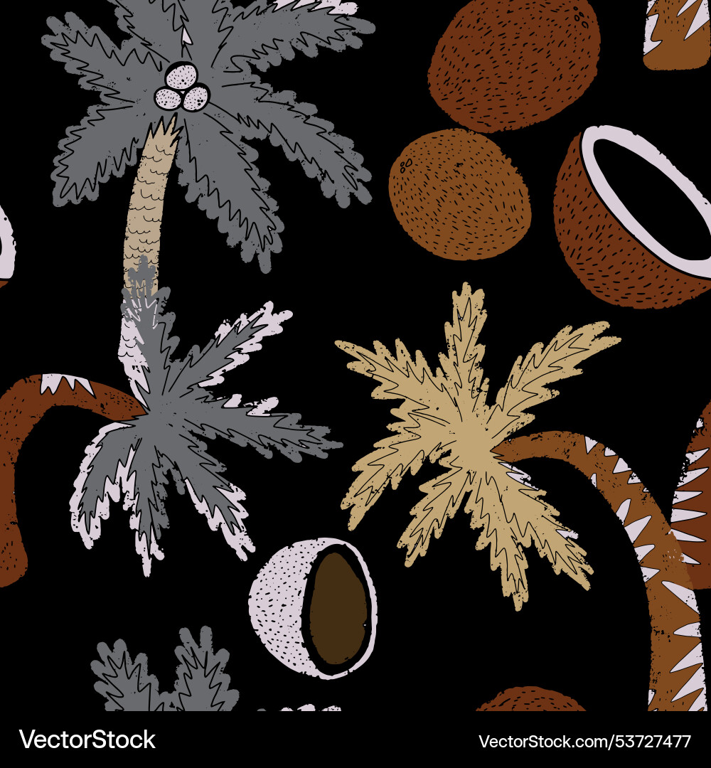 Palm trees and coconuts vintage retro pattern Vector Image