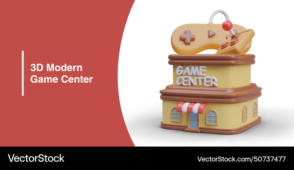 Poster with realistic model of modern game center Vector Image