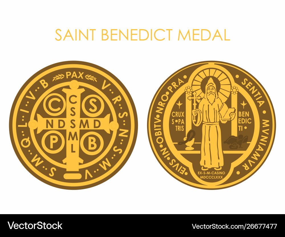 Saint benedict medal gold Royalty Free Vector Image