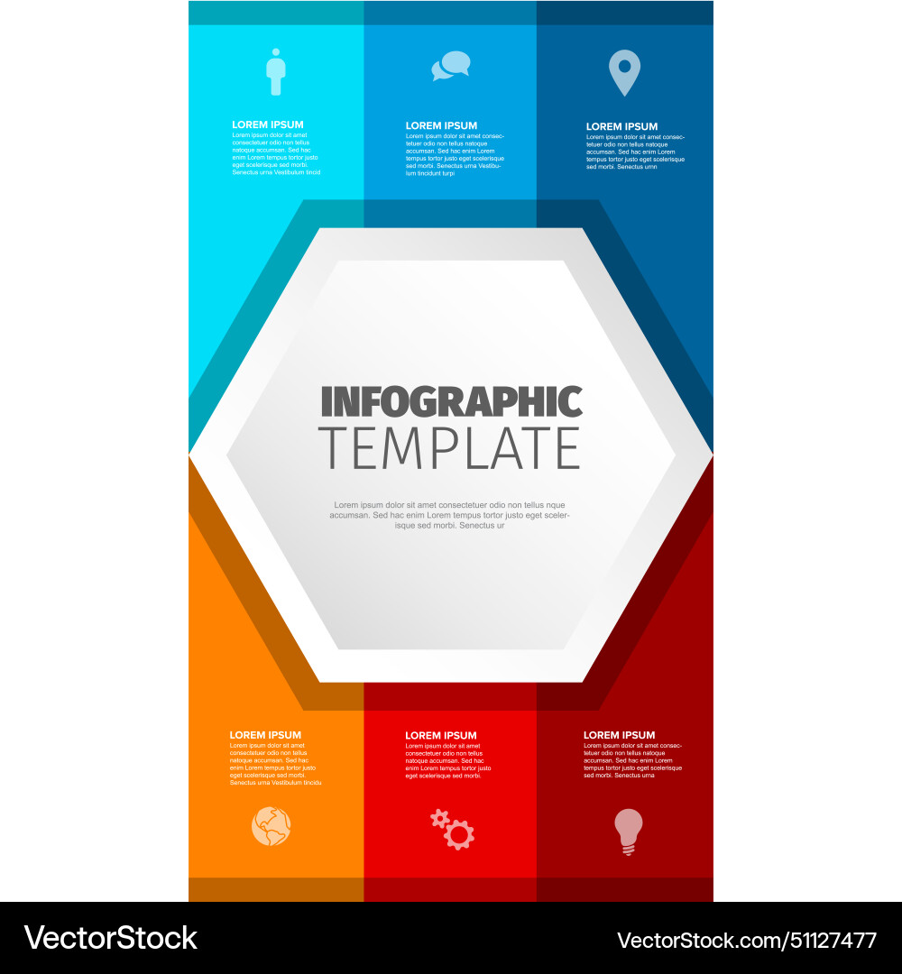 Six vertical items infographic template on light Vector Image