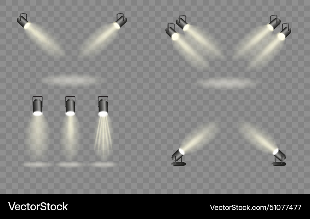 Spotlights set stage and studio light realistic Vector Image