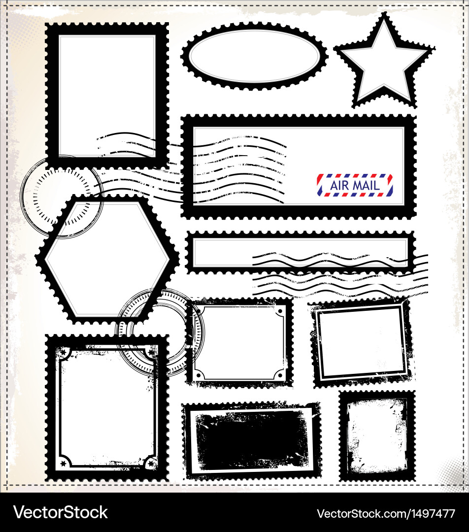 Vintage post stamps template Royalty Free Vector Image