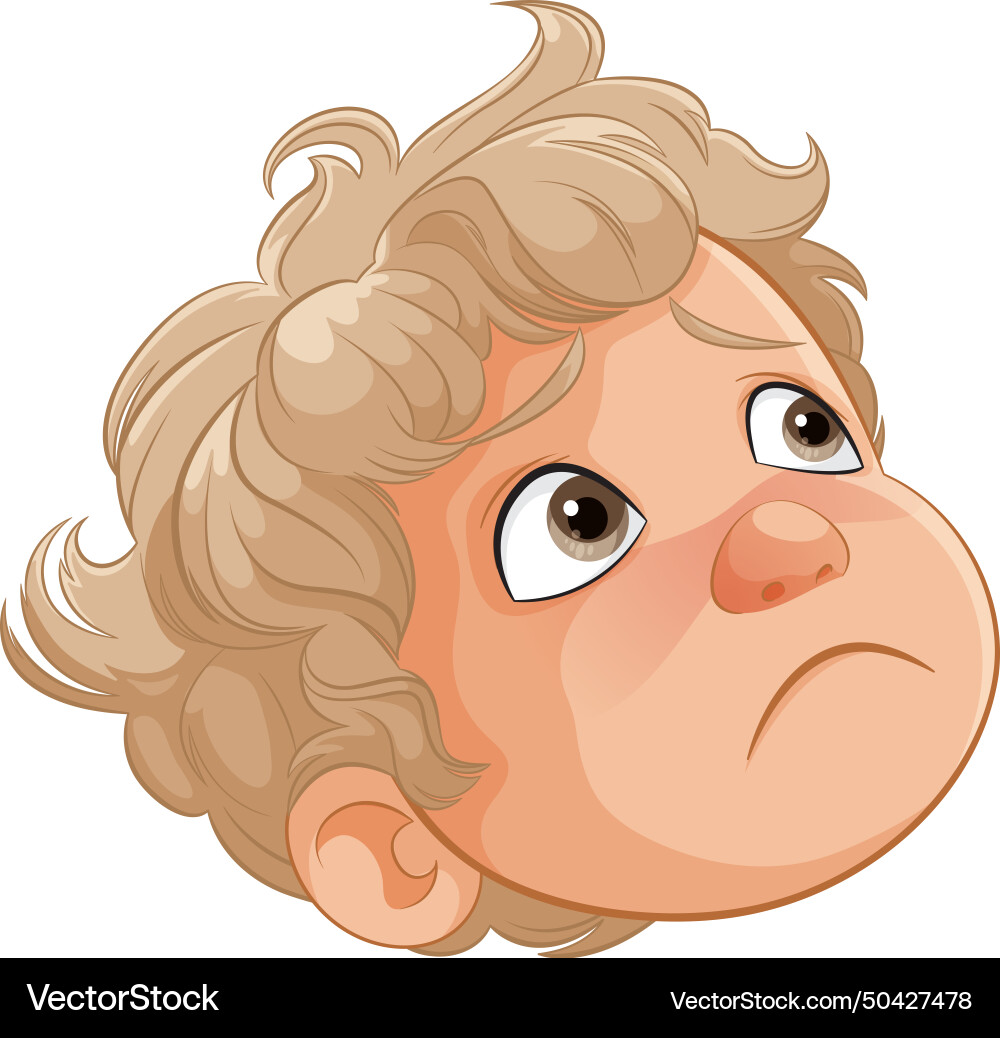 Cartoon boy with a quizzical thoughtful look Vector Image