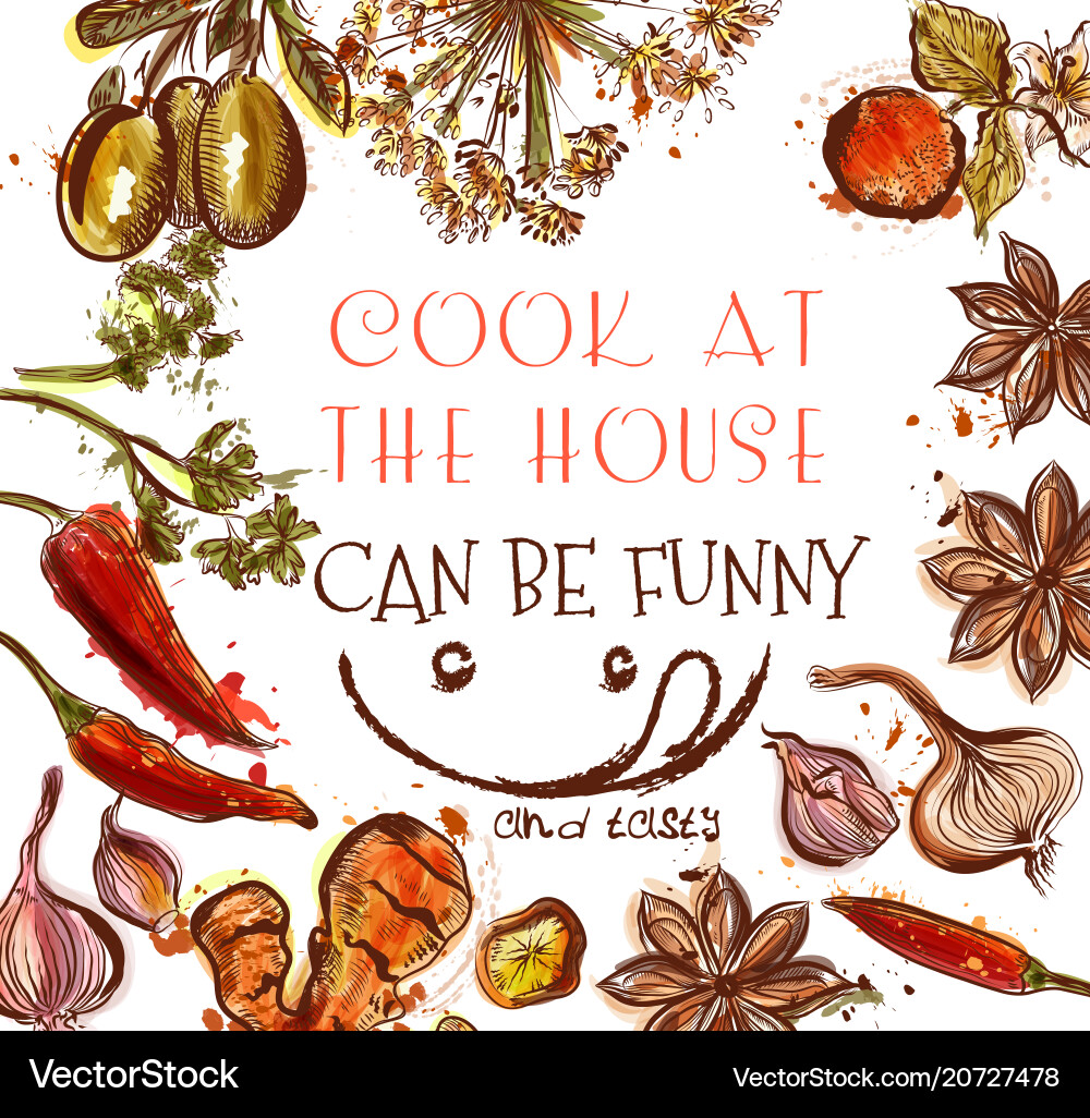 Cooking background or poster with different spices