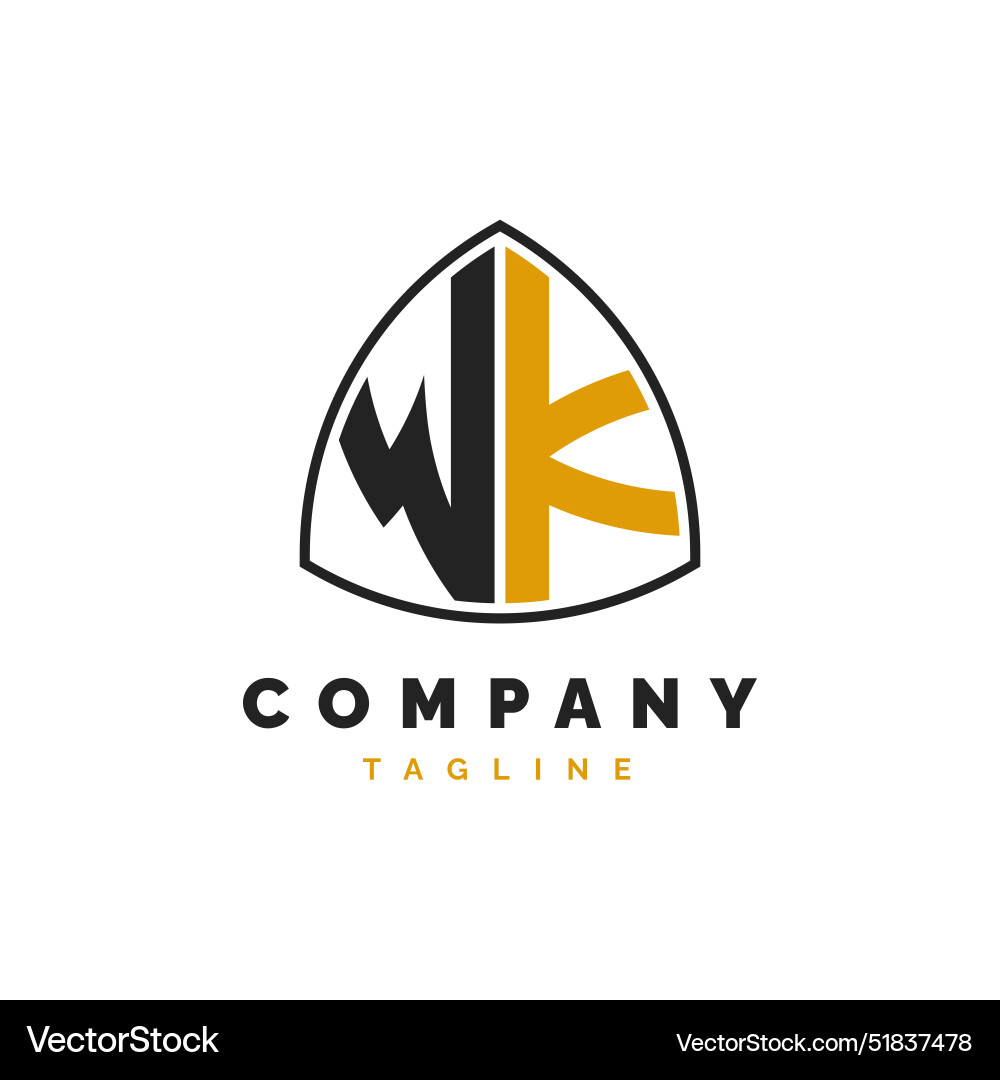Initial letter wk logo design alphabet wk logo Vector Image