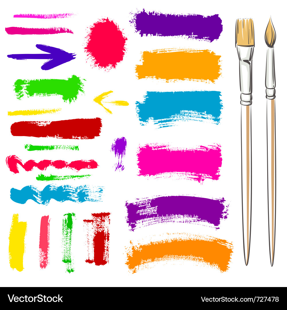 Paintbrushes and Grunge Elements Royalty Free Vector Image