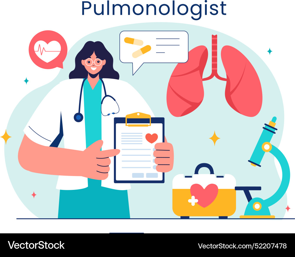 Pulmonologist with pulmonology doctor lungs Vector Image