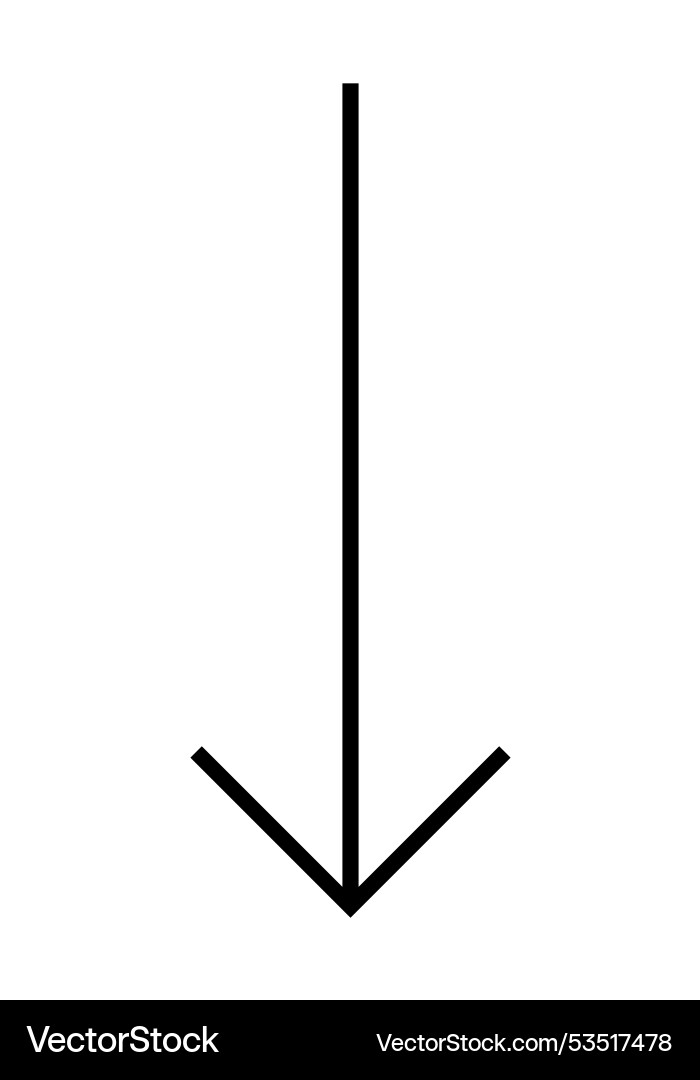 Simple black arrow pointing downwards Royalty Free Vector