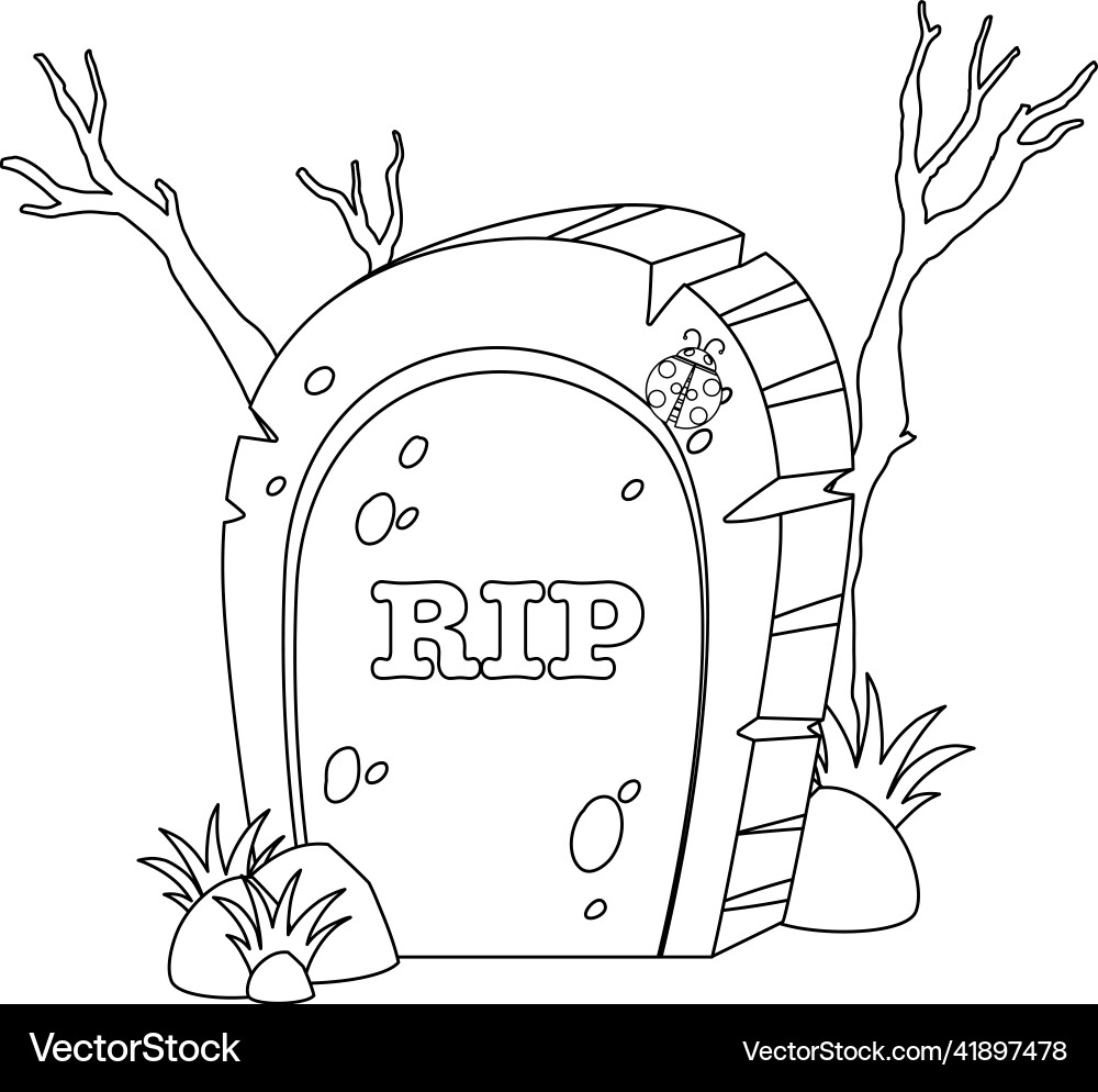 Tombstone doodle outline for colouring Royalty Free Vector