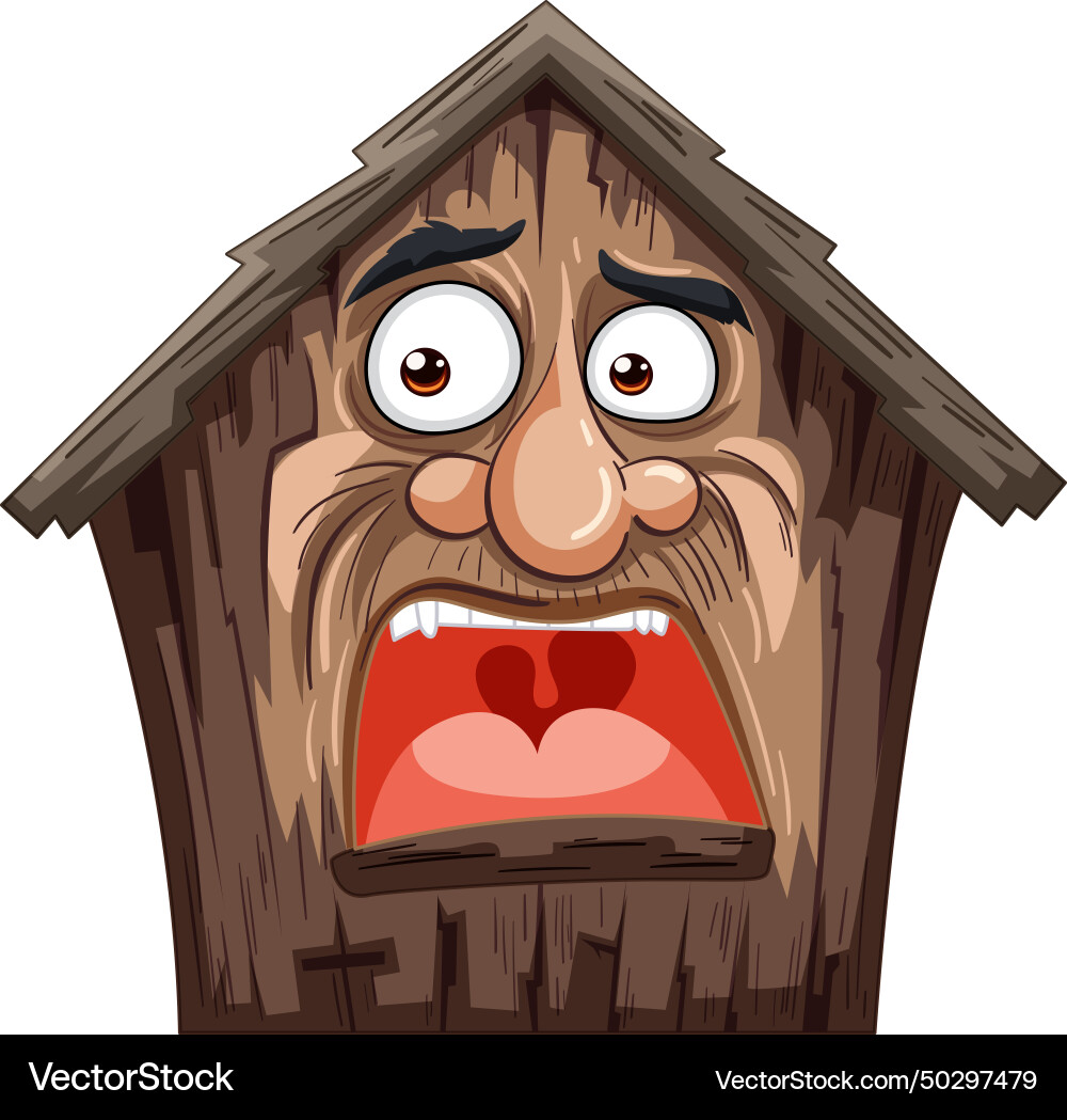 An anthropomorphic house showing a surprised Vector Image