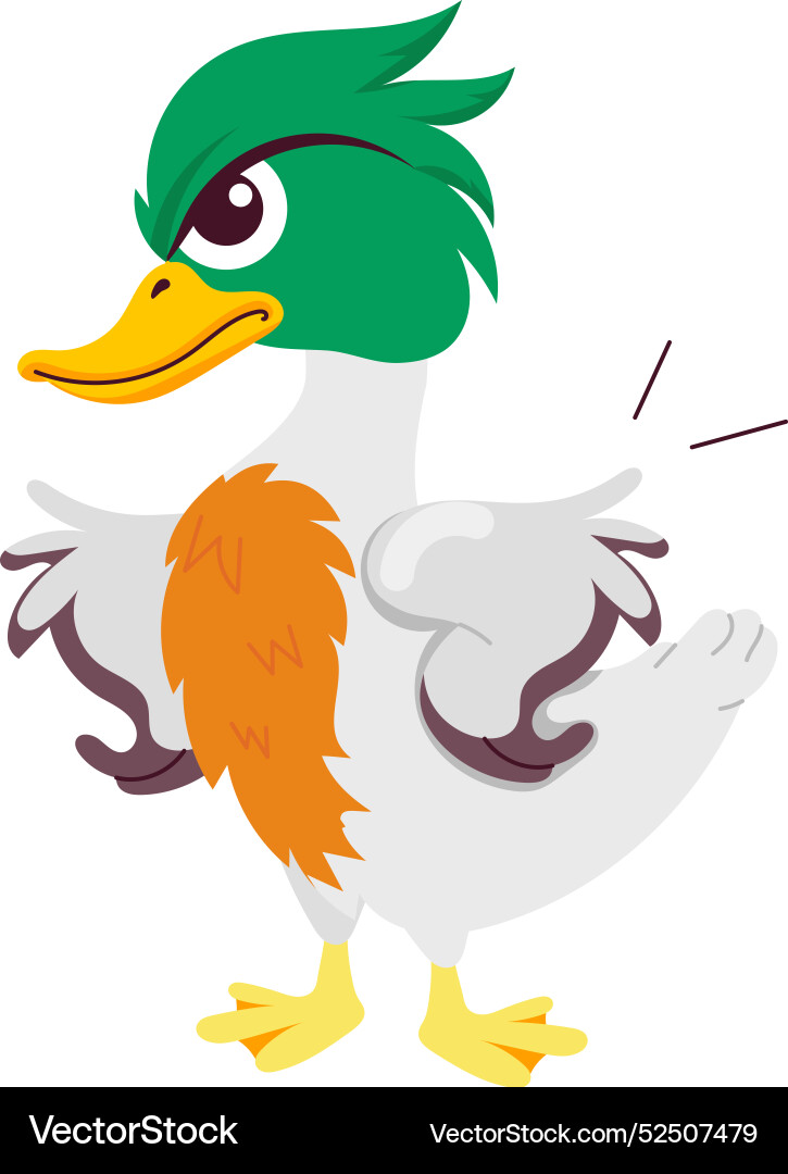 Basic rgbupset duck cartoon style sticker Vector Image