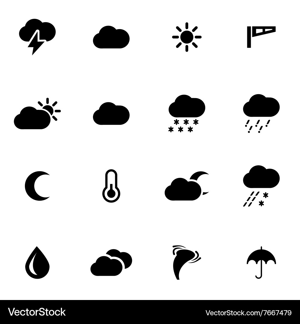 Black weather icon set Royalty Free Vector Image