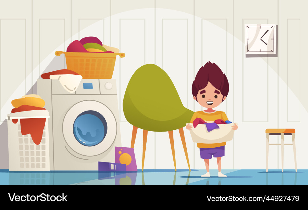 Children housekeeping cartoon Royalty Free Vector Image