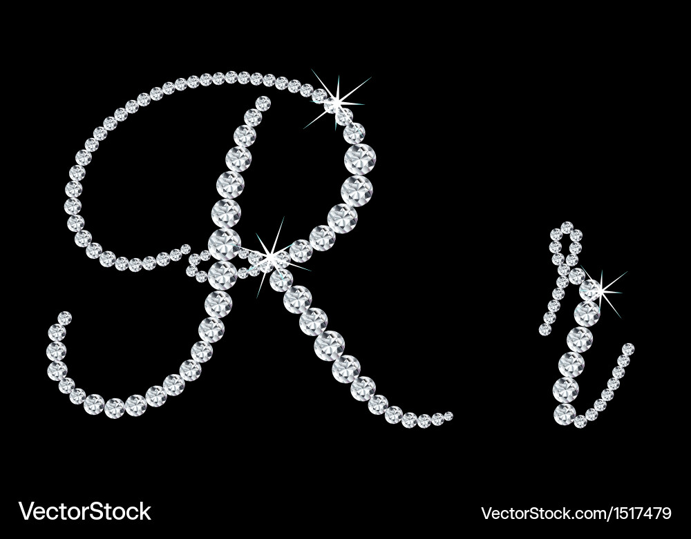 Diamond Letter R with Sparkle Royalty Free Vector Image