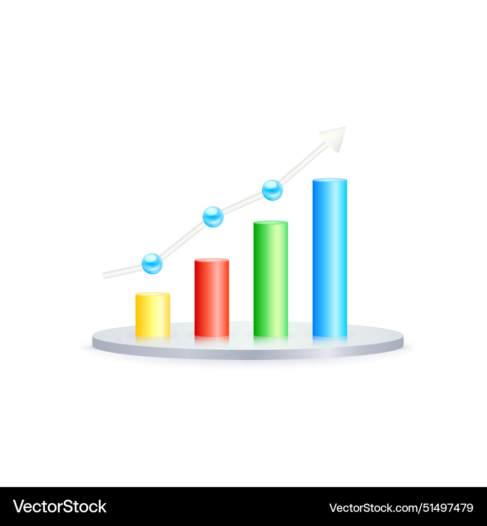 Icon 3d graph growth stock Royalty Free Vector Image