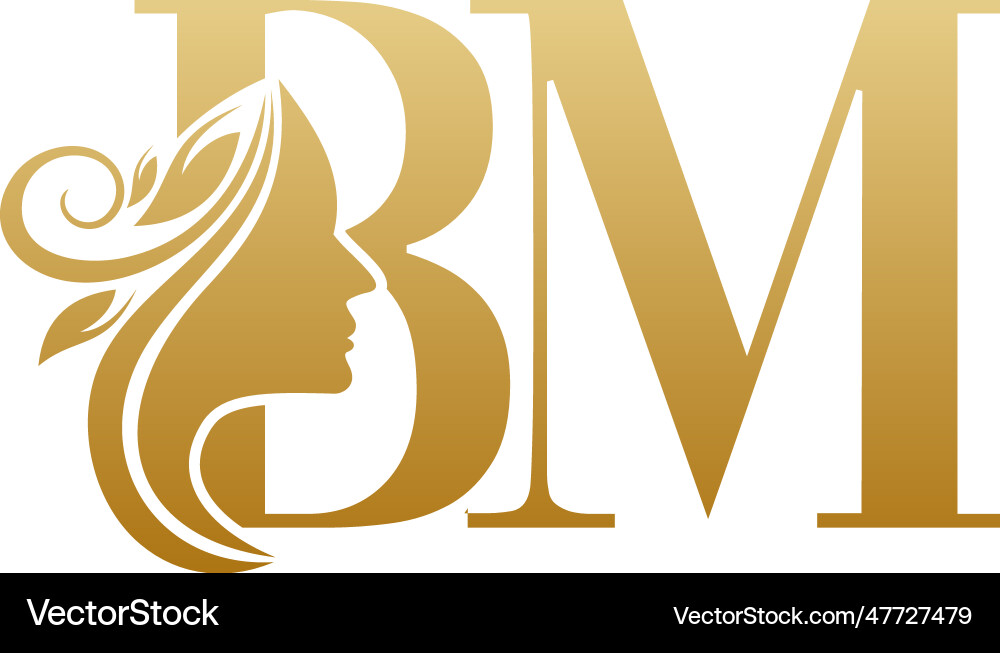 Initial bm face beauty logo design templates Vector Image