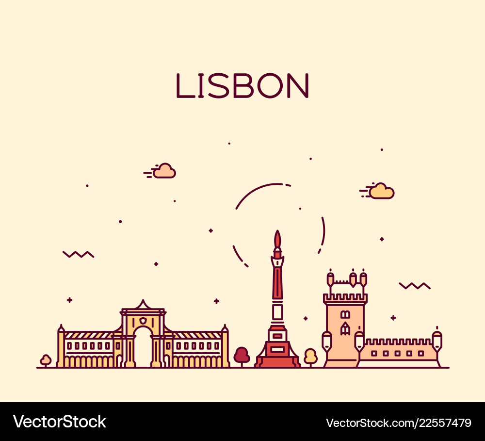 Lisbon Skyline Portugal Royalty Free Vector Image