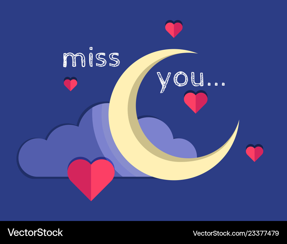 Miss you simple flat Royalty Free Vector Image