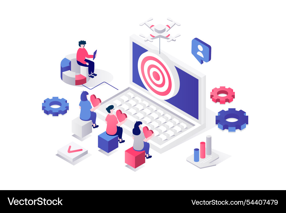 Target audience 3d isometric concept in geometry Vector Image