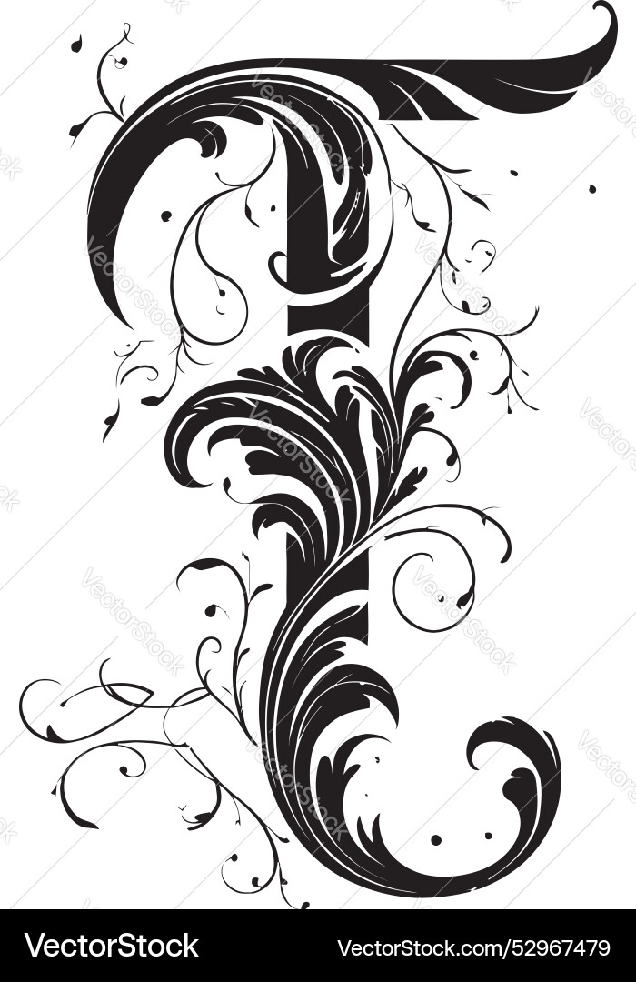 Tune flourish melodic letter t terra elegance Vector Image