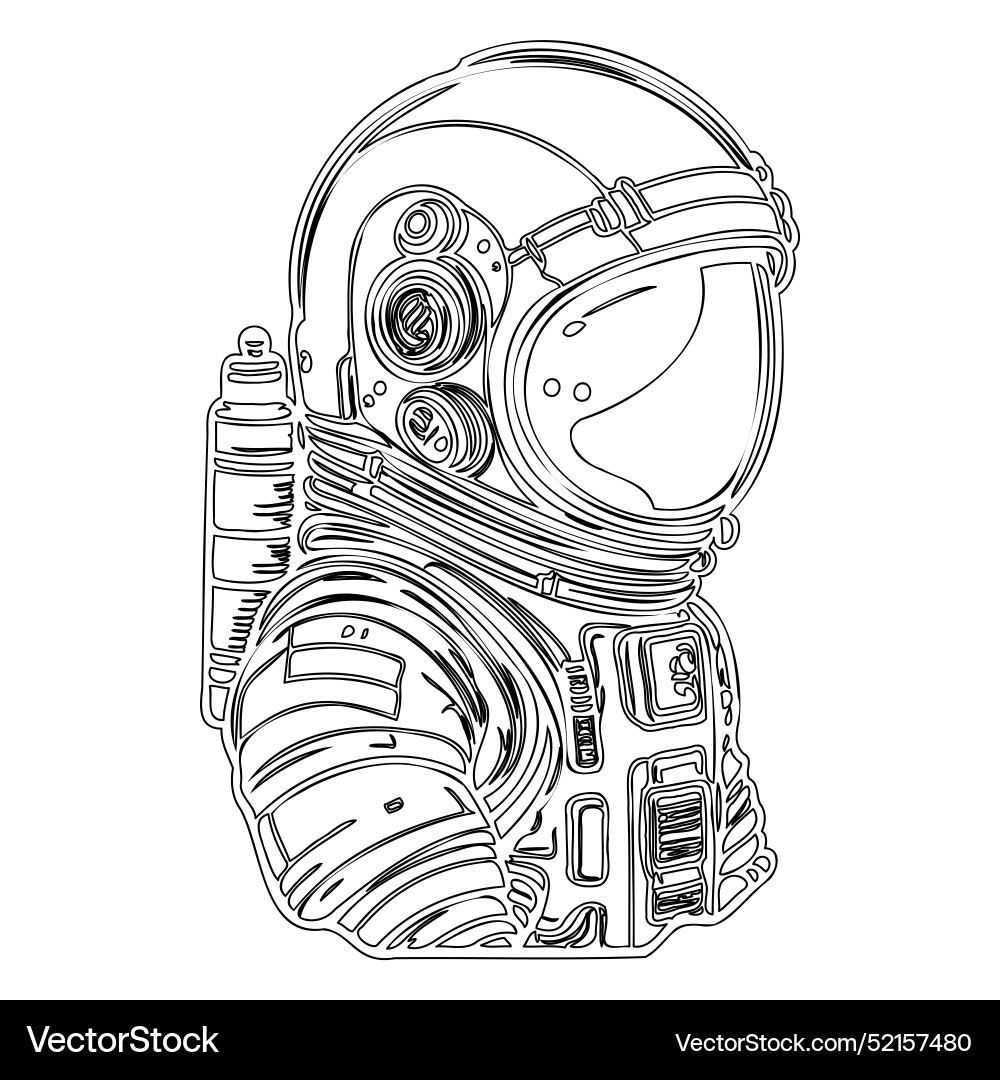 Astronaut outline sketch Royalty Free Vector Image
