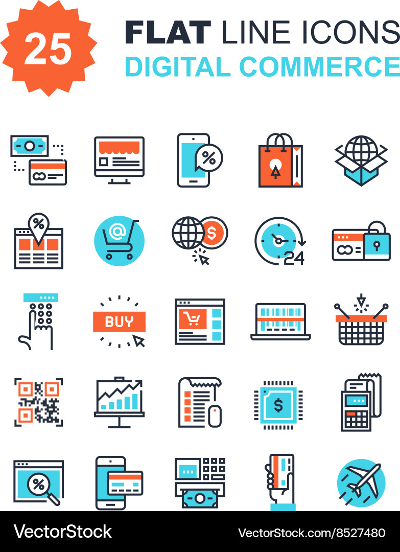Digital commerce icons Royalty Free Vector Image