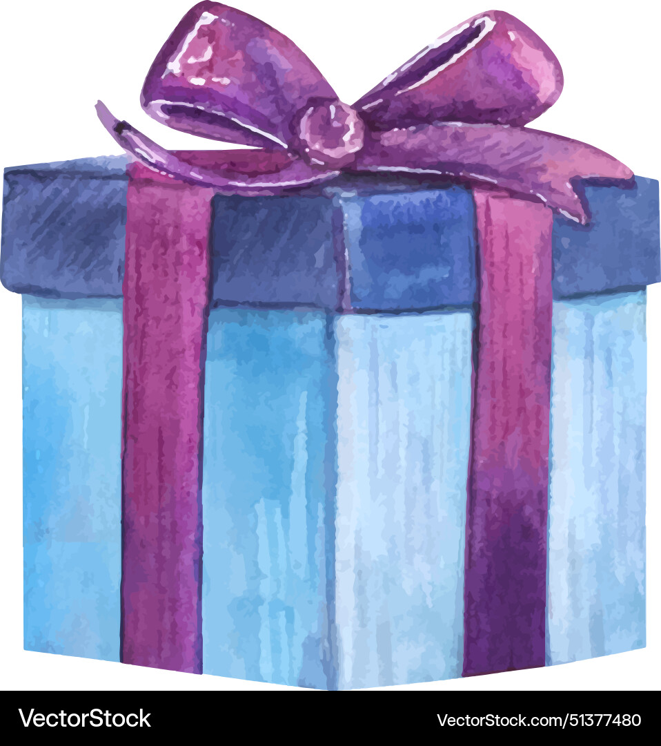Present box watercolor drawing gift birthday Vector Image