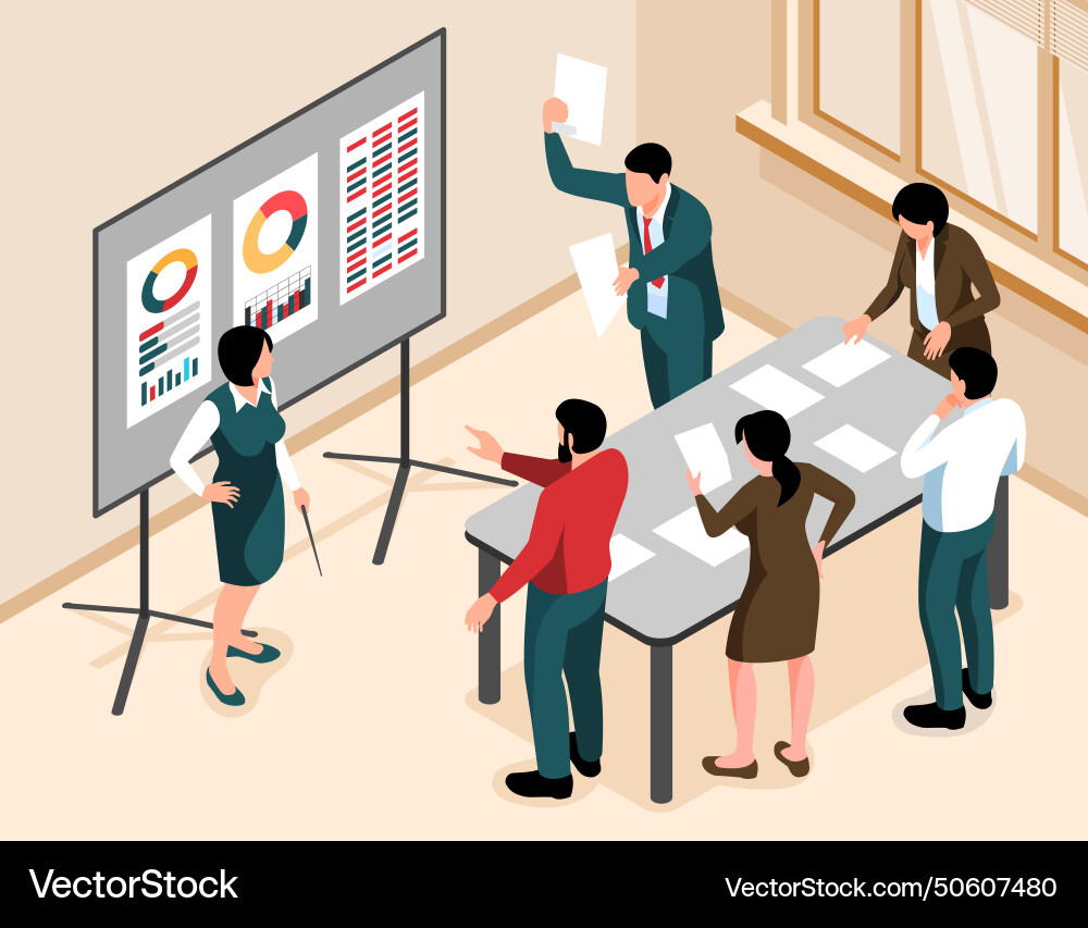 Presentation isometric horizontal Royalty Free Vector Image