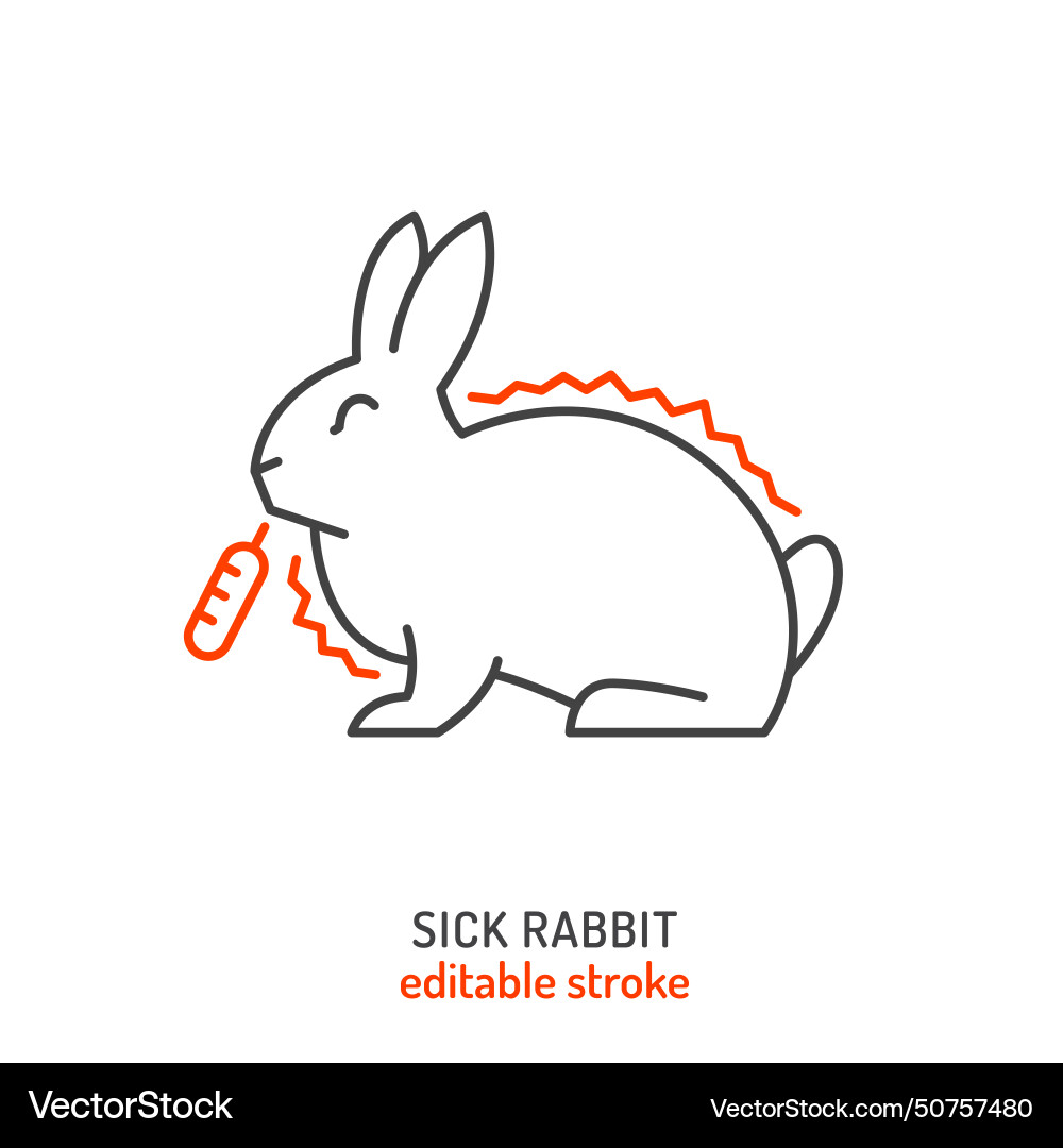 Rabbit fever and lethargy icon hyperthermia Vector Image