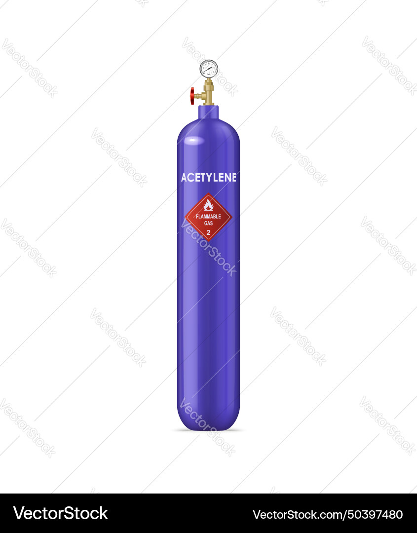 Realistic acetylene gas cylinder compressed Vector Image