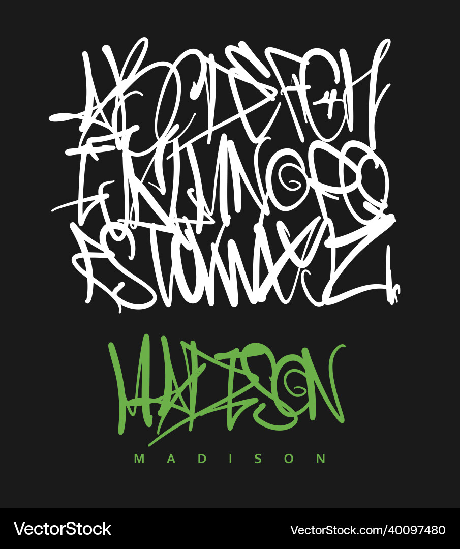 Street graffiti tag font handwritten typography Vector Image