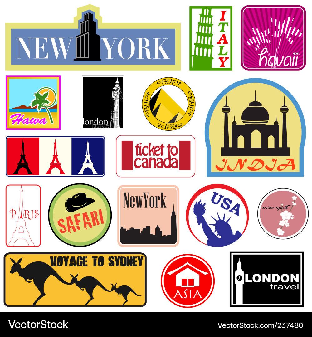 Travel Labels & Stickers Royalty Free Vector Image