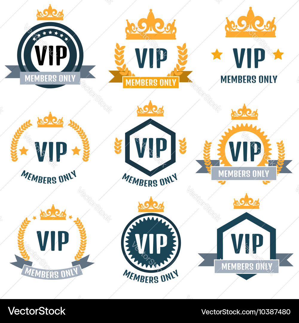 Vip club members only logo set Royalty Free Vector Image