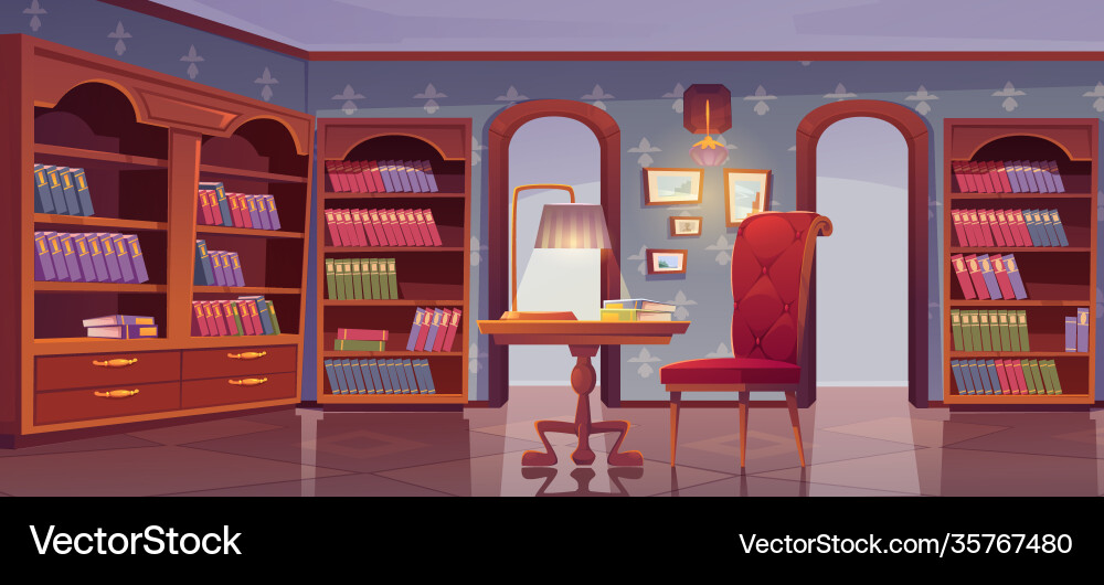 Vip library luxury interior empty reading room Vector Image