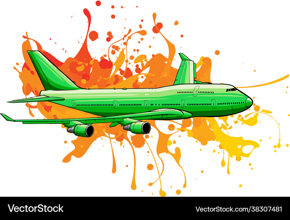 Art colored airplane flying Royalty Free Vector Image