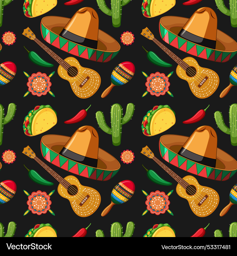 Colorful mexican-themed pattern Royalty Free Vector Image
