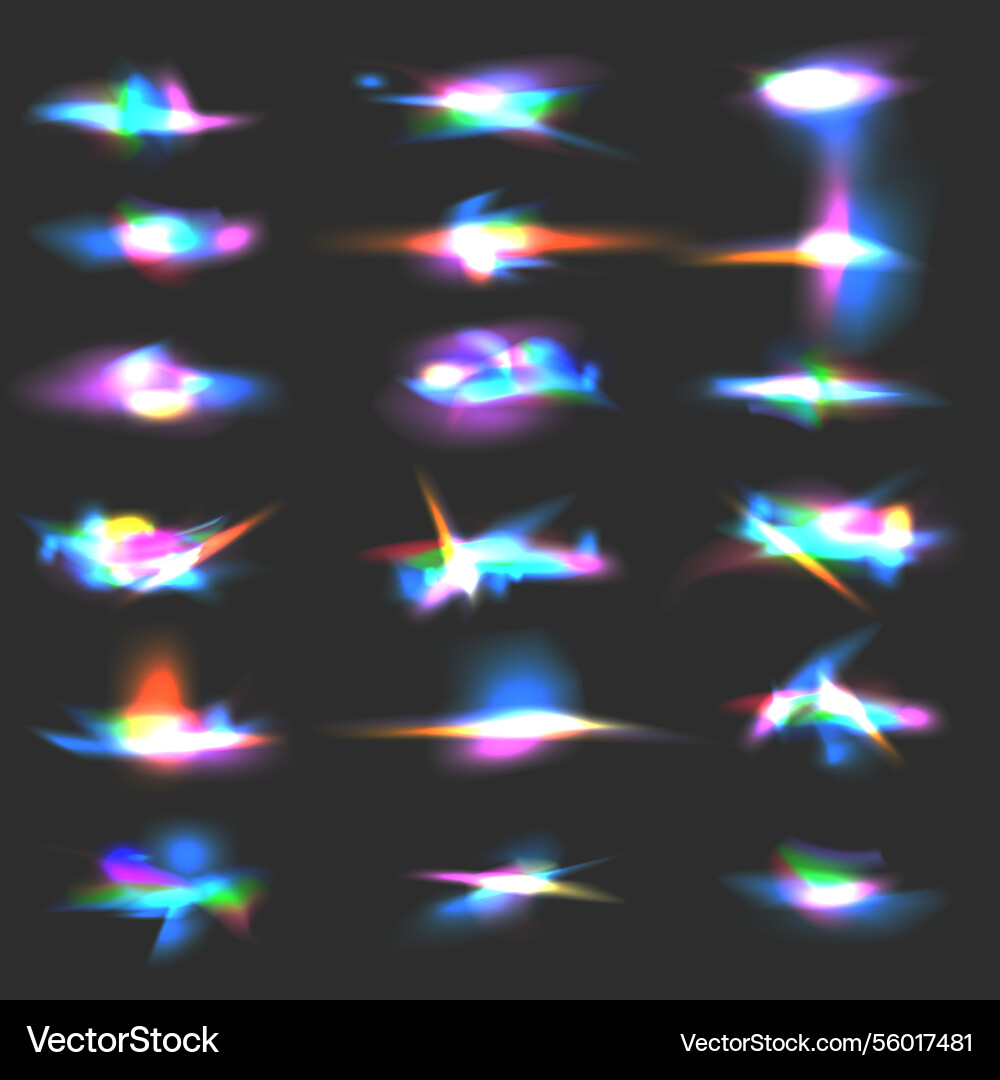 Crystal rainbow flares reflection light Royalty Free Vector