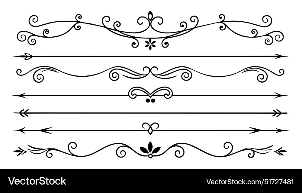 Decorative swirl text separators vintage divider Vector Image