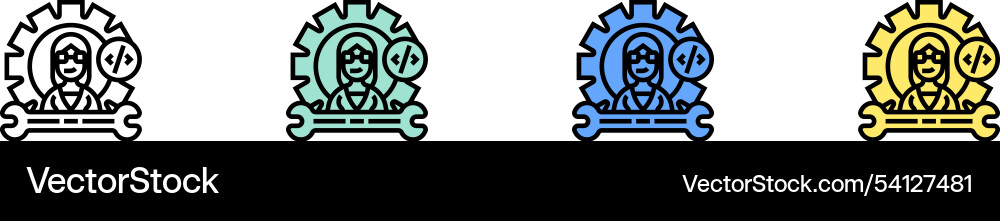 Developer icon outline green blue and yellow Vector Image