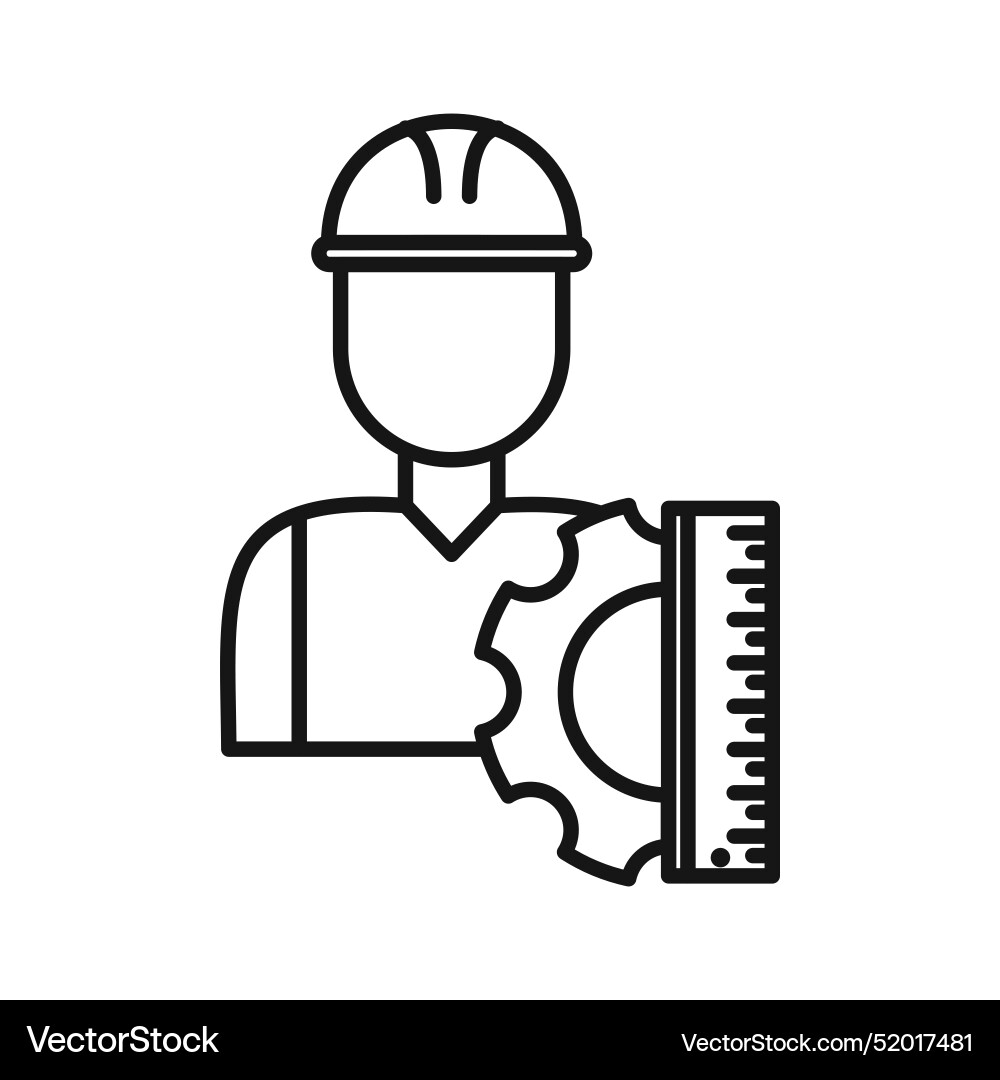 Engineering service icon black line art Royalty Free Vector