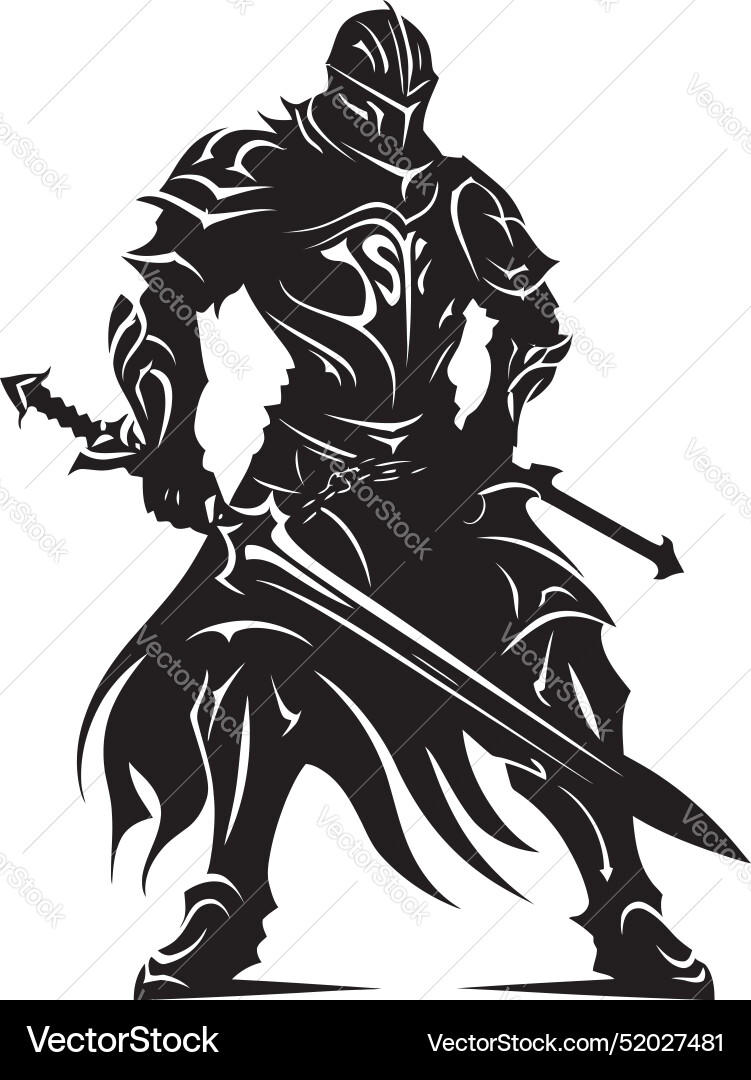 Gallant guardian knight soldier raised sword Vector Image