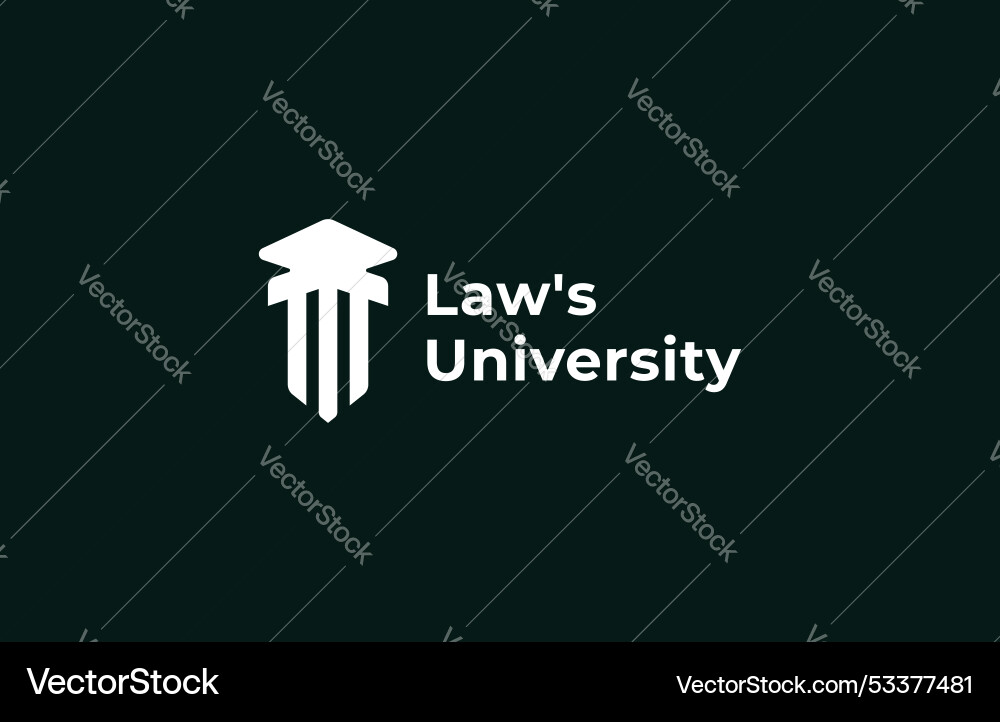 Logo law pillar and education university hat Vector Image