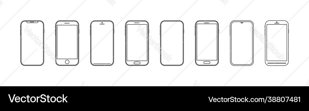 Mobile phone outline smartphone icon in line Vector Image