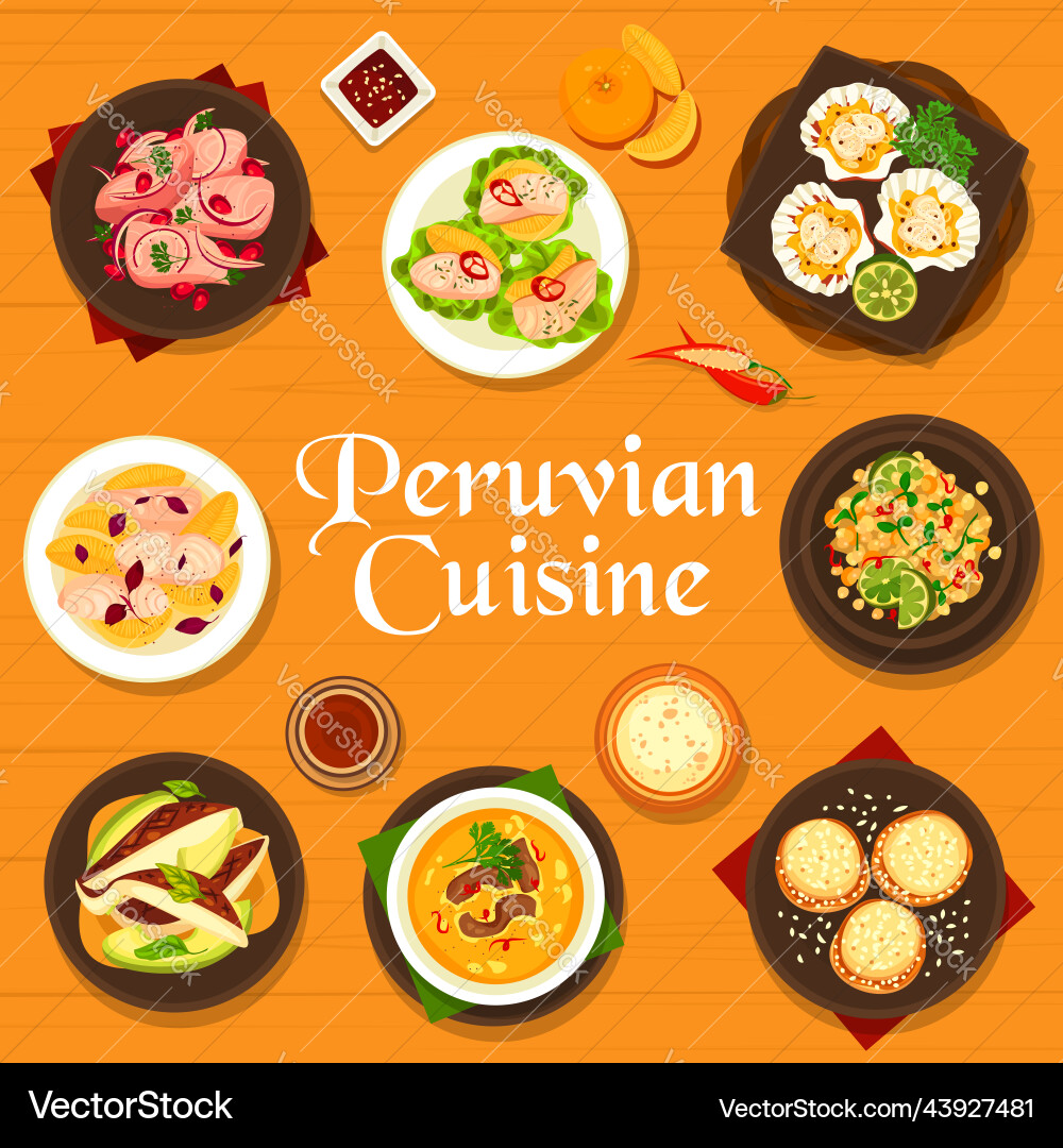 Peruvian cuisine menu cover design template Vector Image