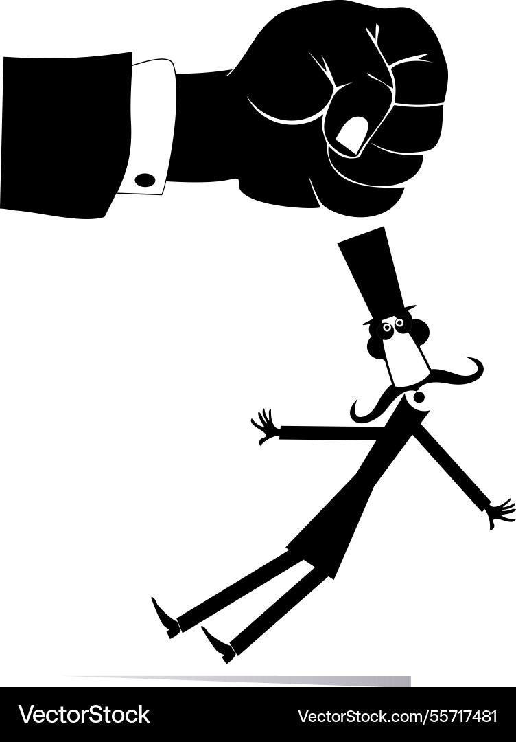 Punch fist and confused falling man Royalty Free Vector